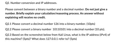 Solved Q2 Number Conversion And Ip Addresses Please