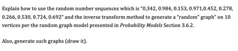 solved explain how to use the random number sequences which