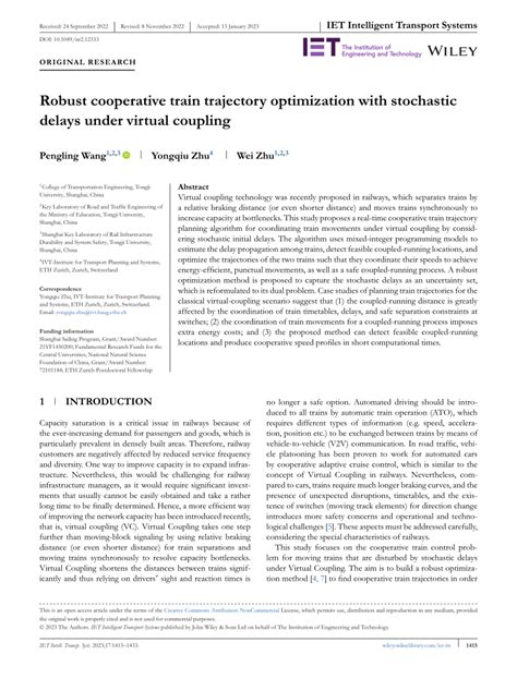 Pdf Robust Cooperative Train Trajectory Optimization With Stochastic