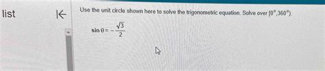 Solved listUse the unit circle shown here to solve the | Chegg.com