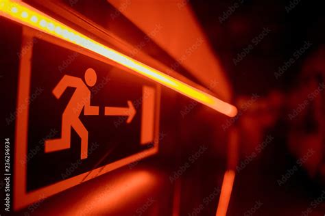 Red Exit Sign Evacuation Sign Safety Sign Office Building Sign Stock Photo Adobe Stock
