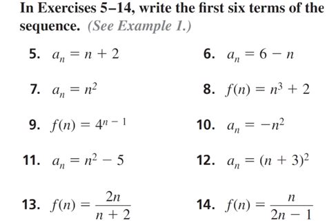 solved in exercises 5 14 write the first six terms of the