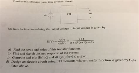solved consider the following linear time invariant circuit