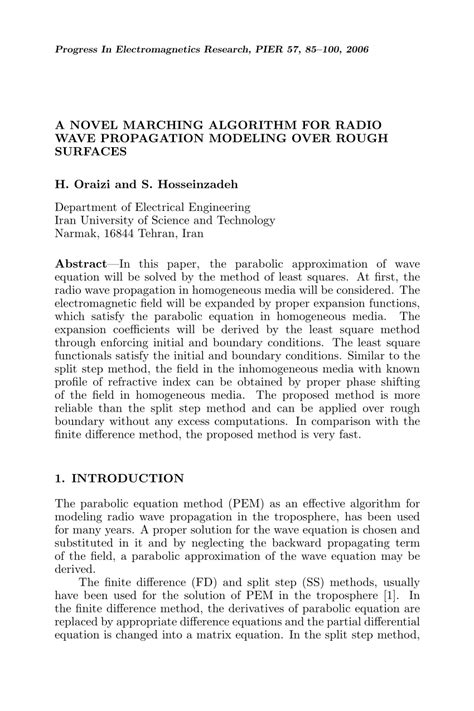 Pdf A Novel Marching Algorithm For Radio Wave Propagation Modeling