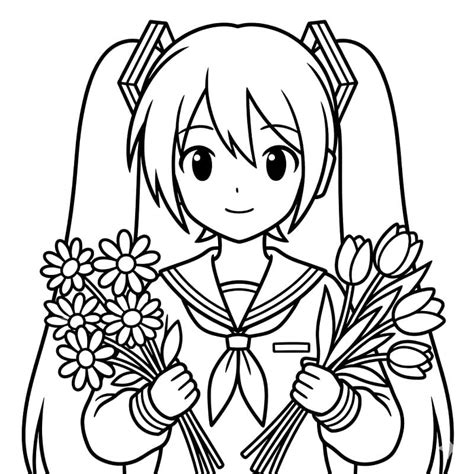 Hatsune Miku Coloring Pages Coloringlib
