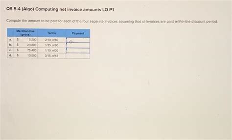 solved qs 5 4 algo computing net invoice amounts lo p1