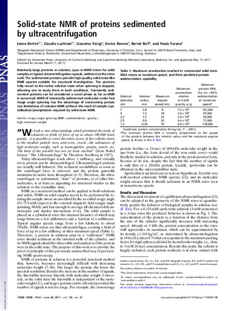 Pdf Solid State Nmr Of Proteins Sedimented By Ultracentrifugation