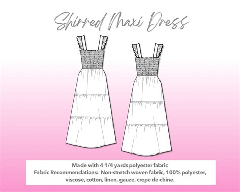 Shirred Maxi Dress Sewing Pattern Patterns For Less