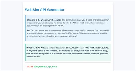 WebSim API Generator
