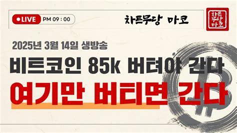 비트코인 위에 강한 저항 있습니다 버텨야 상승합니다 3월 14일 실시간방송 차트무당마코 리플 이더리움 마코