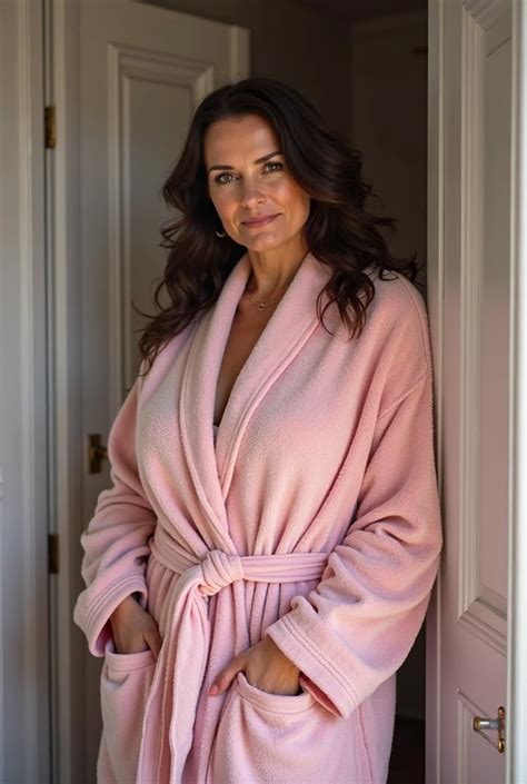 Natural German Woman 50 Year Old Mature Curvy Woman Pink Open Bathrobe Seaart Ai