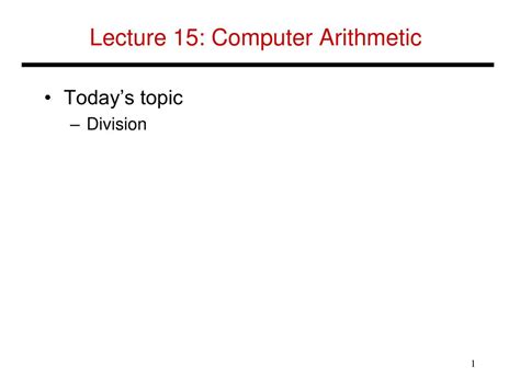 Ppt Lecture 15 Computer Arithmetic Powerpoint Presentation Free