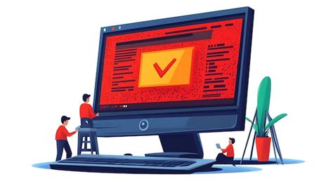Tiny People Examining Operating System Error Warning On Web Page
