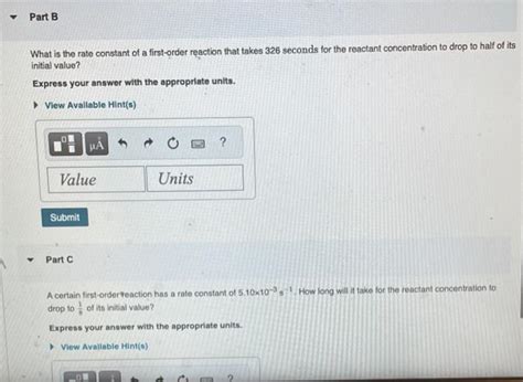 Solved What Is The Rate Constant Of A First Order Reaction
