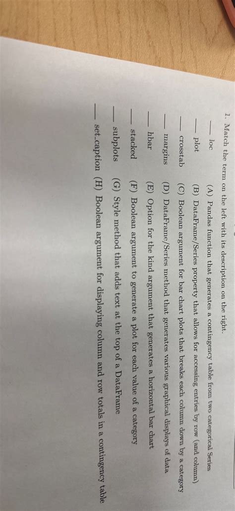Solved Match The Term On The Left With Its Description On