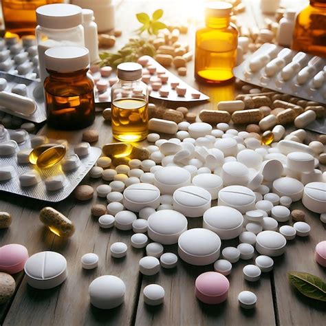 Premium Photo A Large Quantity Of Medication On The Table