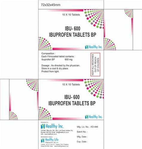 Ibuprofen Tablets Bp 600 Mg At ₹ 76box Mumbai Id 2850647682462