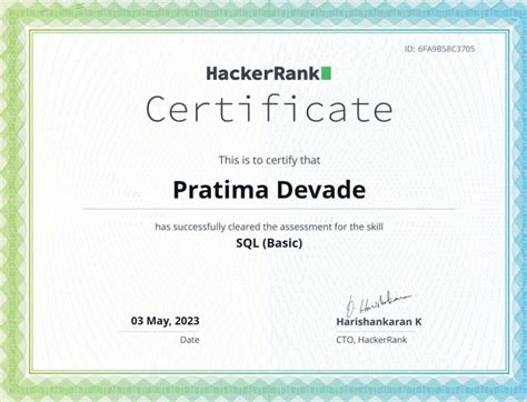 Pratima Devade On Linkedin Sql Hackerrank