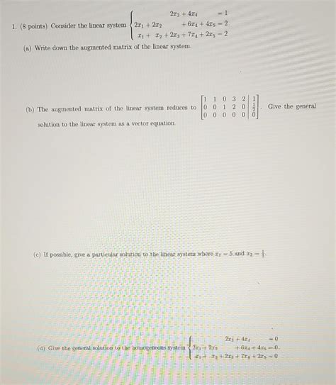 Solved Points Consider The Linear System Chegg