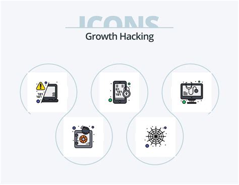 Hacking Line Filled Icon Pack 5 Icon Design Laptop Bug Warn