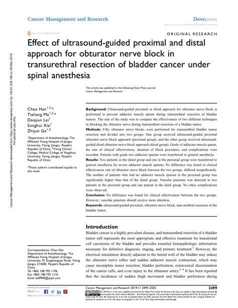 Pdf Effect Of Ultrasound Guided Proximal And Distal Approach For Obturator Nerve Block In