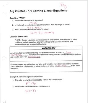 Alg 2 1 1 Solving Linear Equations By Hannah Smith TPT