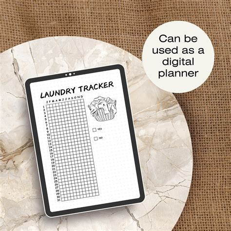 Laundry Tracker Printable Journal Page Planner And Daily Log Yearly