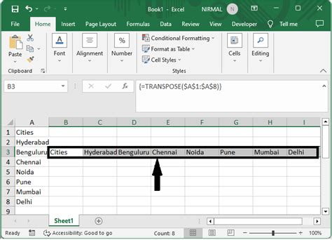 how to move cells from horizontal to vertical or vice versa