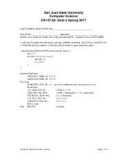 CS147 2 S17 Q2 Solution Gomez 2 Pdf San Jos State University Computer Science CS147 02 Quiz 2