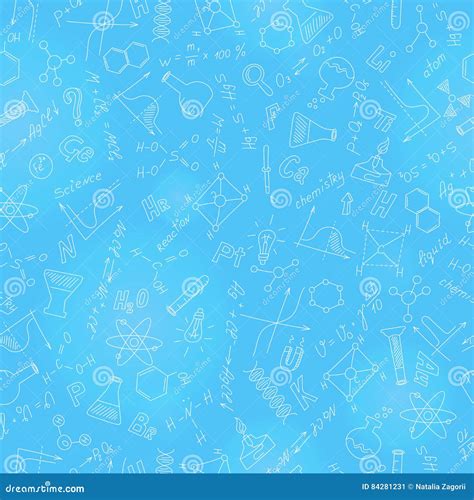 Seamless Illustration With Formulas Graphs And Equipment As The Subject Of Chemistry Stock
