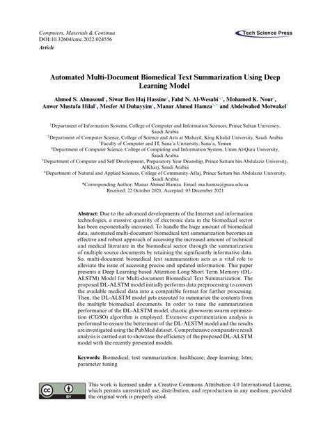 Pdf Automated Multi Document Biomedical Text Summarization Using Deep