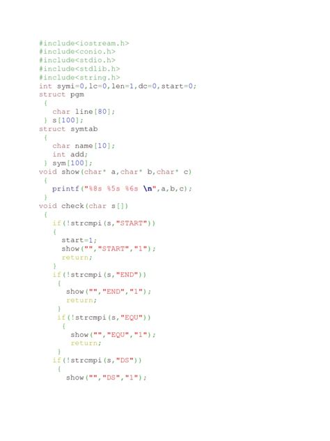 Program 1 Pass Assembler Pdf
