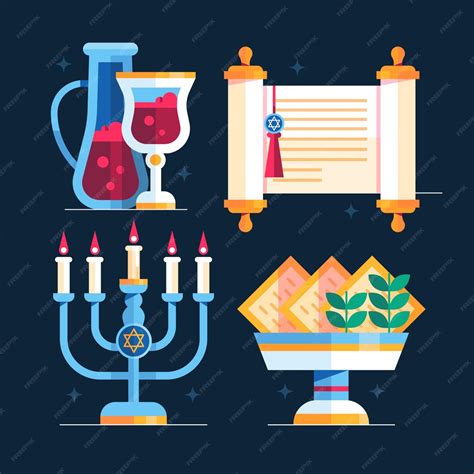 Free Vector Flat Passover Elements Collection