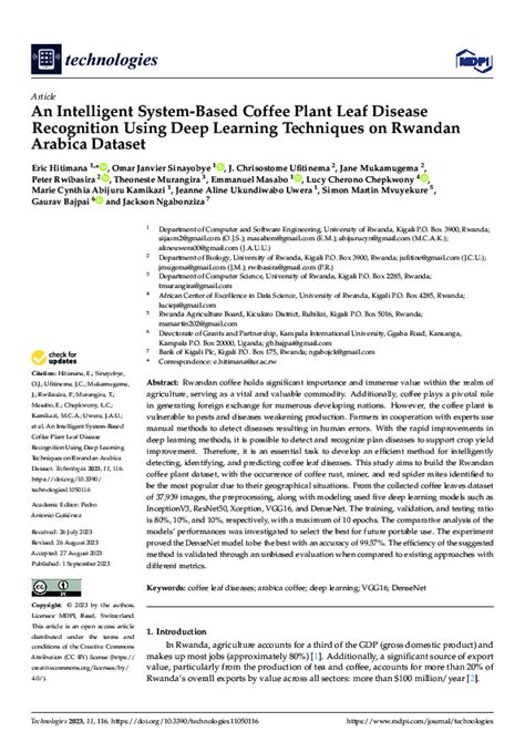 Pdf An Intelligent System Based Coffee Plant Leaf Disease Recognition