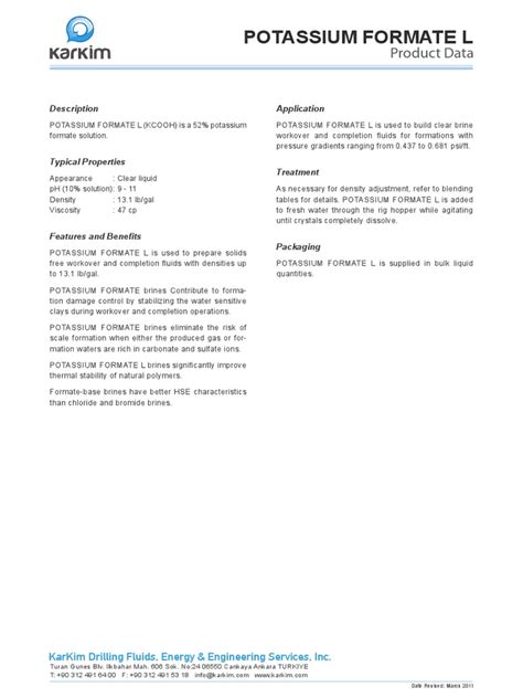 Karkim Potassium Formate L En Pdf Science And Mathematics