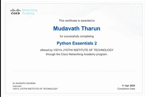Python Cisconetworkingacademy Vidyajyothiinstituteoftechnology
