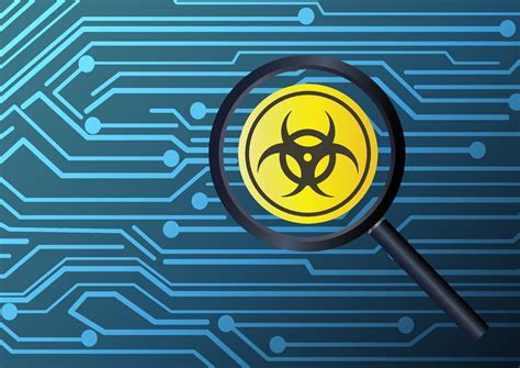 Magnifier Finding Virus Infected With Circuit Board Background 2282697