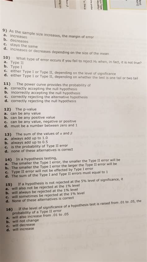 solved 9 as the sample size increases the margin of error