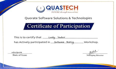 Thrilled To Participate In Quastechs Software Testing Certification
