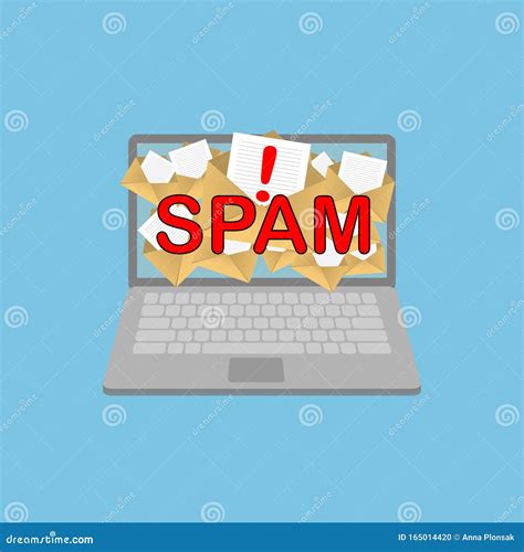 Spam Email Warning Window Appear On Laptop Screen Concept Of Virus Piracy Hacking And