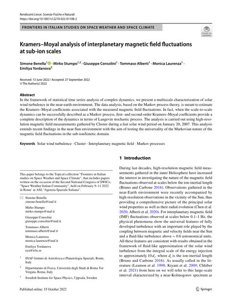 Pdf Kramersmoyal Analysis Of Interplanetary Magnetic Field
