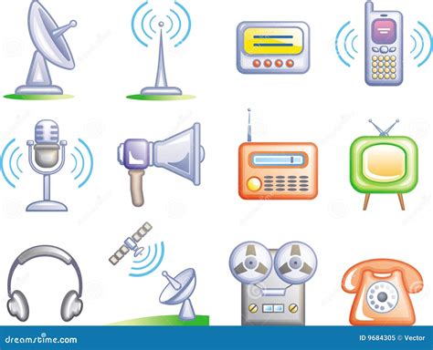 Telecom Vector Icons Set Stock Vector Illustration Of Media 9684305