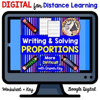 DIGITAL Writing And Solving Proportions Word Problems Worksheet KEY HARDER