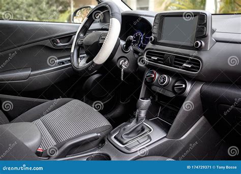 Car Interior With Built In Navigation Display Unit Stock Image Image Of Travel Speedometer