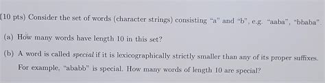 Solved 10 Pts Consider The Set Of Words Character Strings