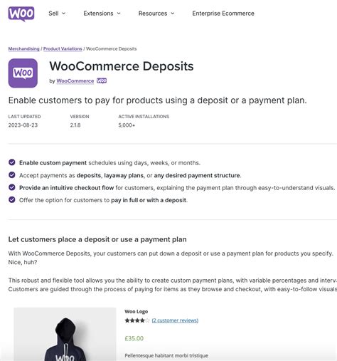 Woocommerce Deposits
