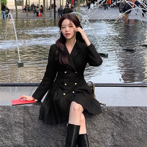 아뜨랑스 🚚부분당일발송 주문폭주 격식룩2사이즈 셀렌 더블플리츠 트위드 원피스 가을원피스 연말룩 겨울연말원피스 데이트룩출근룩모임룩하객룩겨울하객룩격식룩 Op15479