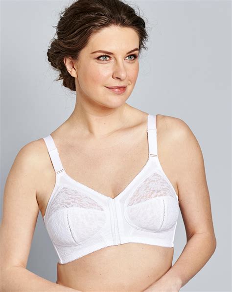 Dotty Front Fastening White Bra J D Williams