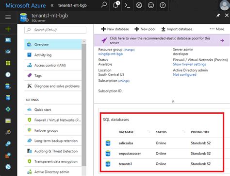 saas 다중 테넌트에서 프로비저닝 azure sql database microsoft learn