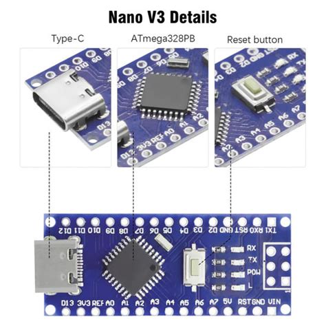 Getuscart Nano V30 Board With Cable Aywhp 5pcs Nano Board Atmega328p Ch340g Chip 5v 16m